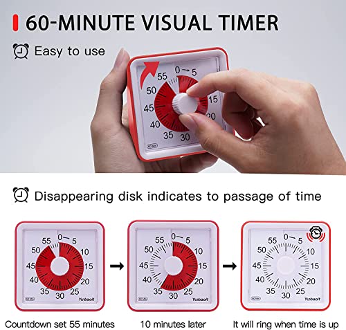 Yunbaoit Visual Analog Timer,Countdown Clock,No Loud Ticking,Time ...
