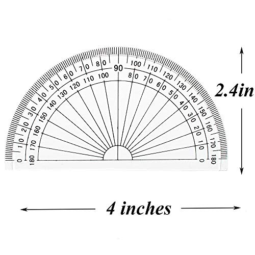 Leline's Plastic Protractor 180 Degree, Student Math Protractors 4 ...