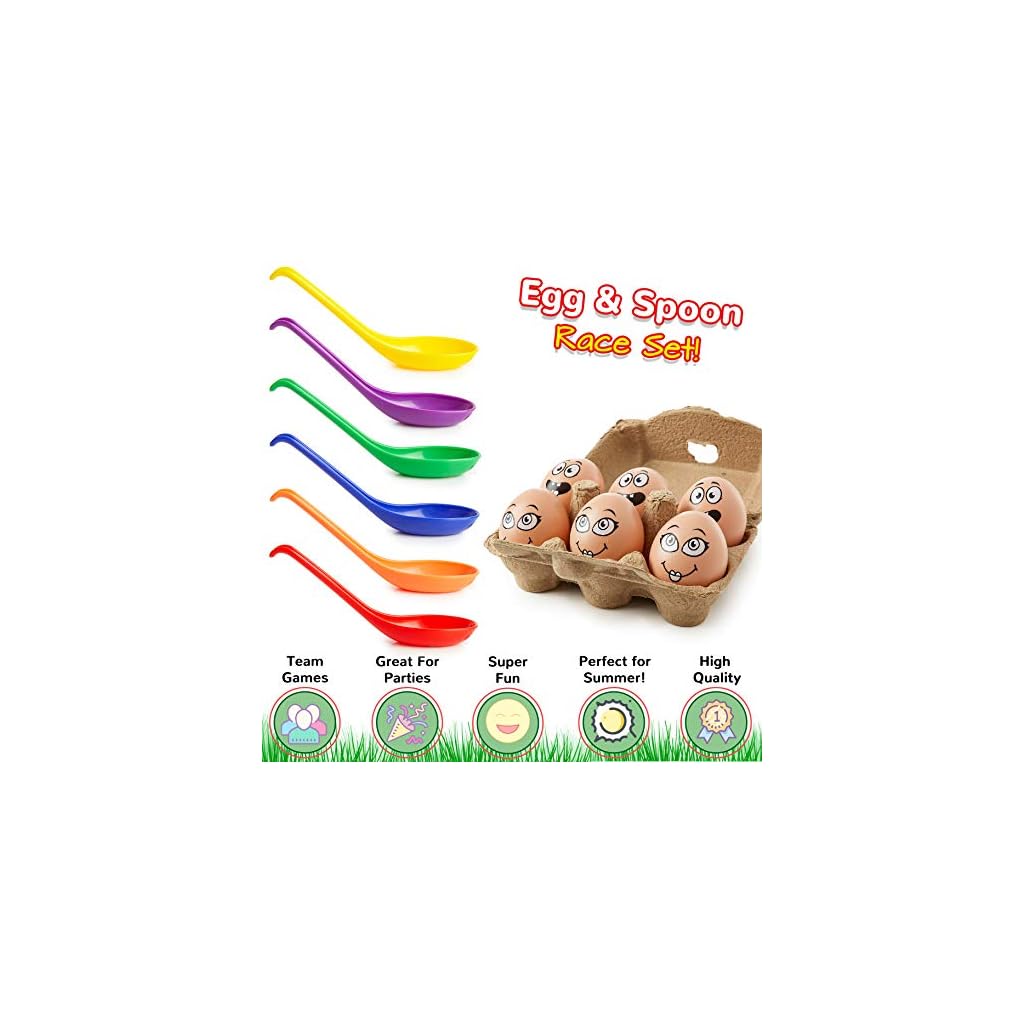 KreativeKraft Eierlaufen Kindergeburtstag Spiele Set, Plastik Eier ...