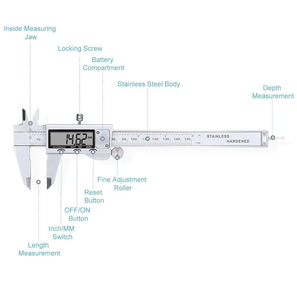 Digital Vernier Caliper, Stainless Steel Electronic Digital Caliper ...