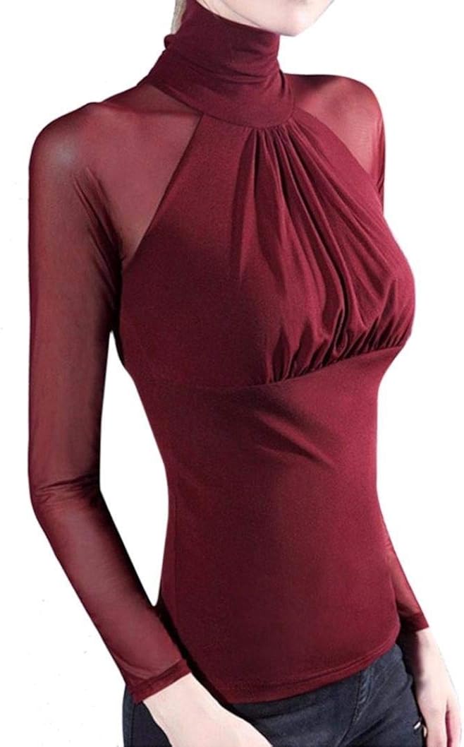 Camicette A Maniche da Lunghe Stile Maglia Donna in Semplice Camicetta ...