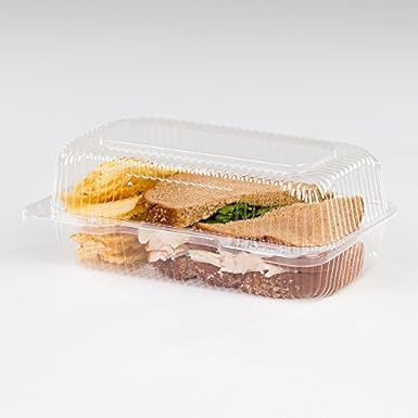 9" x 5 1/2" x 3 1/2" Clear Plastic Deli Sandwich Hinged Container - 500 ...