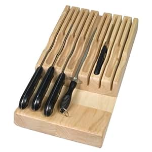 Amazon.com: Lipper International 357 In-Drawer Knife Block, Beachwood ...