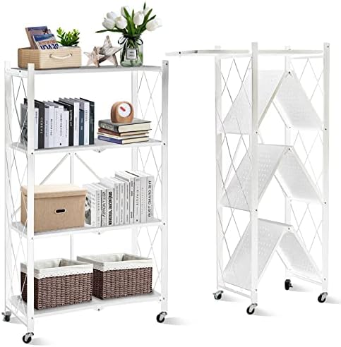 SKY-TOUCH Foldable Storage Organizer 4 Tier, Storage Shelves Kitchen ...