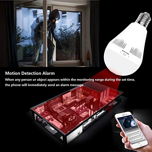 Wireless Hidden Light Bulb Camera, VR 360 Panoramic 1536P WiFi Light ...