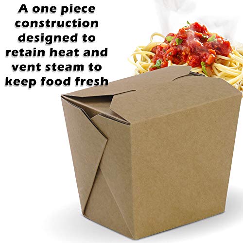 [50 Pack] 32 oz Chinese Take Out Boxes - 4.5x4" Plain Kraft Paperboard ...