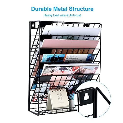 Veesun Hanging File Organizer Holder -5 Tier Vertical Wall Hanging File ...