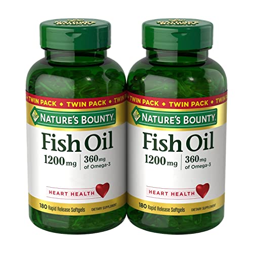 Nature’s Bounty Fish Oil 1200 mg, Twin Pack, Supports Heart Health With ...