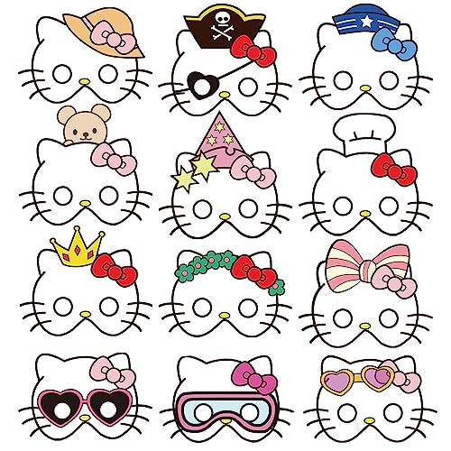 Hello Kitty Party Favors, 12 Styles Hello Kitty Paper Masks, Hello ...