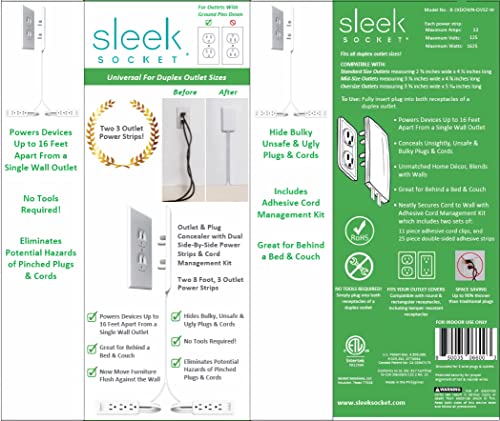 Sleek Socket Dual Side-by-Side Power Strips, Ultra-Thin Outlet ...