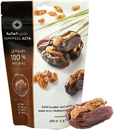 Nakheel Alya Walnut Stuffed Dates, 250g | Healthy Snack with Sugary ...