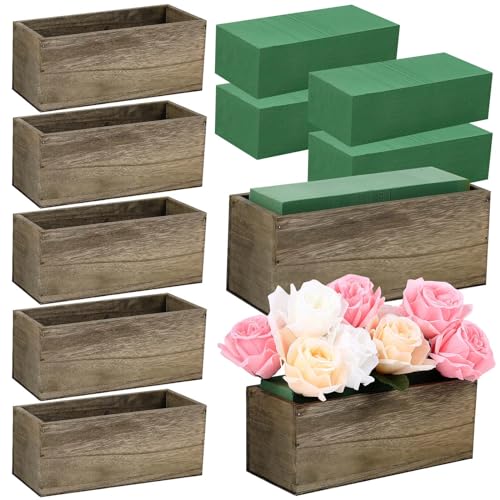 Havawish 10 Sets 10 x 4 x 4 in Wood Rectangular Planter Boxes Bulk Wood ...