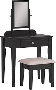 Amazon.com: Crown Mark Iris Vanity Table/Stool, Espresso Finish with ...