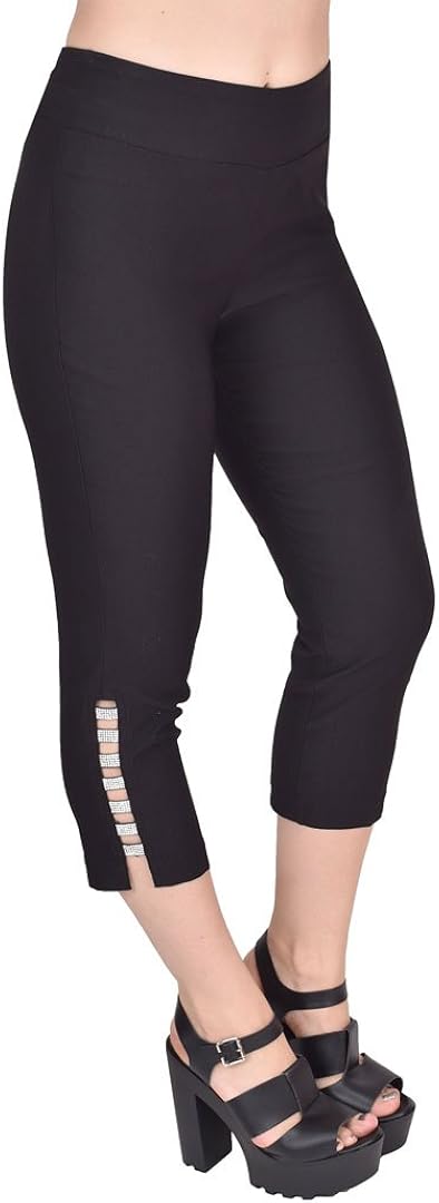 Ethyl Womens Rhinestone Capris Get Sparkle Crystal Leggings to Turn ...