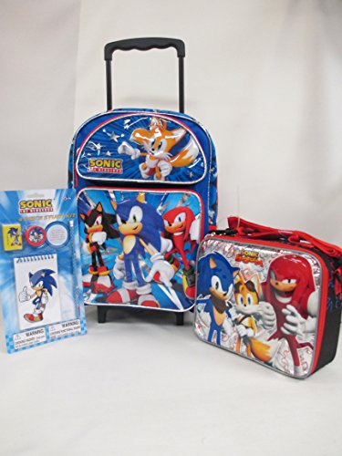 Buy Sonic The Hedgehog Large 16" Rolling Backpack Roller Wheeled Book ...
