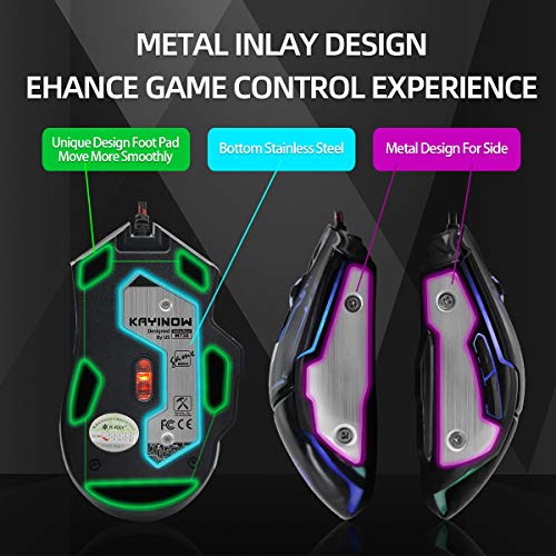 USB Computer Mouse Wired, Light Up Mouse for Laptop with RGB 7 Colors ...