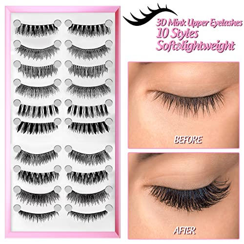 20 Pairs False Eyelashes, Top and Bottom Lashes Set, Wispy Mink Lashes ...