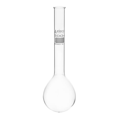 EISCO Kjeldahl Flask, 500mL - Long Neck, Round Bottom - Borosilicate ...
