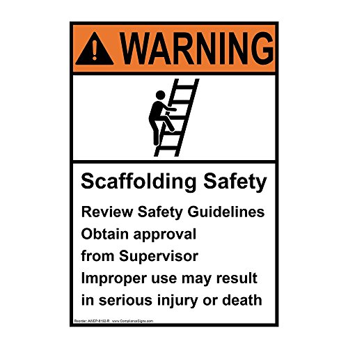 Compliancesigns Vertical Vinyl Ansi Warning Scaffolding Safety Review ...