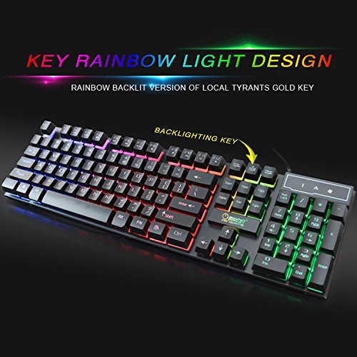 MOOSENG Multiple Color Rainbow LED Backlit Large Size USB Wired ...