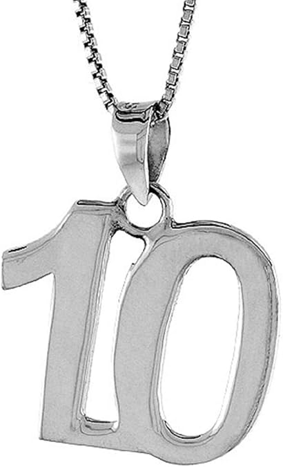 Amazon.com: Sterling Silver Number 10 Necklace for Jersey Numbers ...