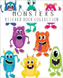 Monsters Sticker Book Collection: Blank Sticker Album for kids Size ...