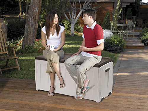 Keter 17185300 Kissenbox Storage Box with seat 340L, Kunststoff, beige / braun - garten.im-shop.at