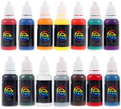 Tattoo Ink Set,14Pcs Tattoo Ink 1/2 oz 15ml/Bottle for 3D Makeup Beauty ...