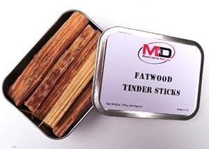 NATURAL FATWOOD/MAYA WOOD TINDER FIRE LIGHTING STICKS ENCLOSED IN A 2OZ ...