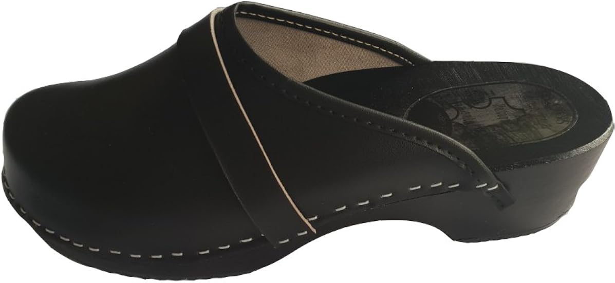 Women Hand Made Clog Wooden-Sole, Genuine Leather P1 : Amazon.co.uk ...