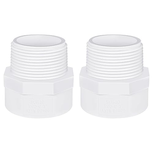 PVC Male Adapter 3 Inch (2-Pack), Pipe Fittings (Socket x Male Pipe ...