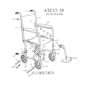 Amazon.com: Drive Replacement Parts for Transport Chair ATC17 & 19 ...