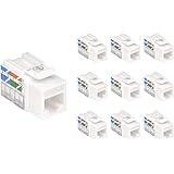 VCELINK Cat6 RJ45 Keystone Jacks Slim Profile 25-Pack, 180-Degree Ethernet Wall Jack Cat5e Cat5 ...