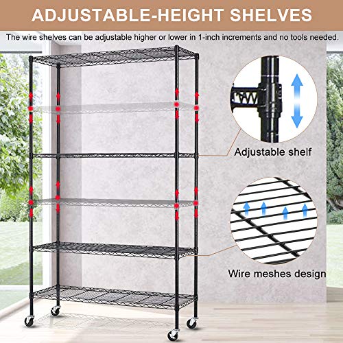 6 Tier Wire Shelving Storage Metal Shelf Standing Shelf Units NSF Heavy ...