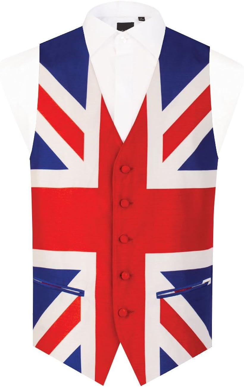 Dobell Mens Union Jack Vest Regular Fit 5 Button Waistcoat-4XL (58-60in ...