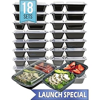 Amazon.com: [20 Pack] 3 Compartment Meal Prep Containers BPA Free ...