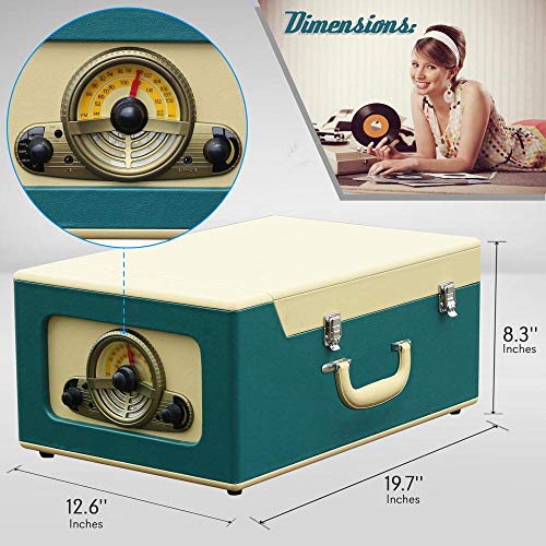 Pyle Vintage Turntable Record Player Bluetooth, CD, USB SD Recorder AM ...