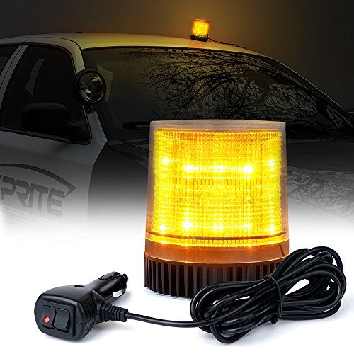 Xprite Amber/Yellow 12 LEDs Rotating Beacon Strobe Light w/Magnetic ...
