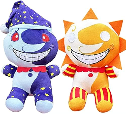 2PCS Sundrop FNAF Clown Figure Cartoon Plush Toy, Sundrop Moondrop FNAF ...