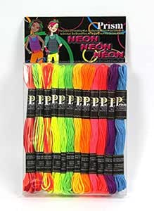 Amazon.com: DMC Prism-NEON Prism 6-Strand Floss Pack 8.7 yd, Neon, Pack ...