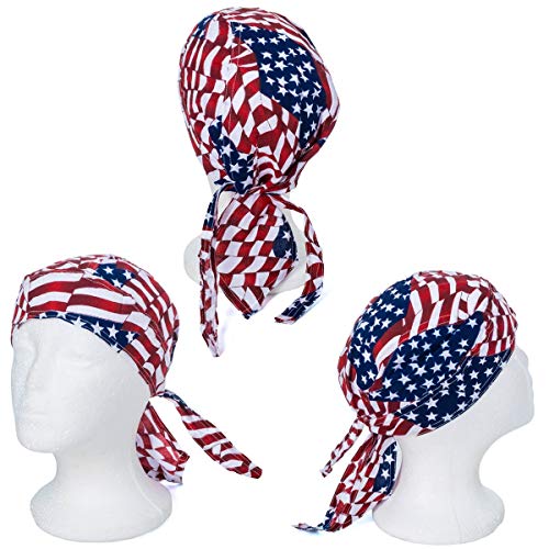 American Flag Durag - USA Doo Rag - Dew Rags for Men - Patriotic Skull ...