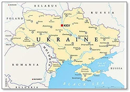 Amazon.com: Ukraine Political Map With Capital Kiev - Classic Fridge ...