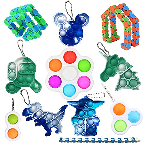 UAHAPY Simple Dimple Fidget Toys 12 Pack with Fidget Spinner Mini Pop ...