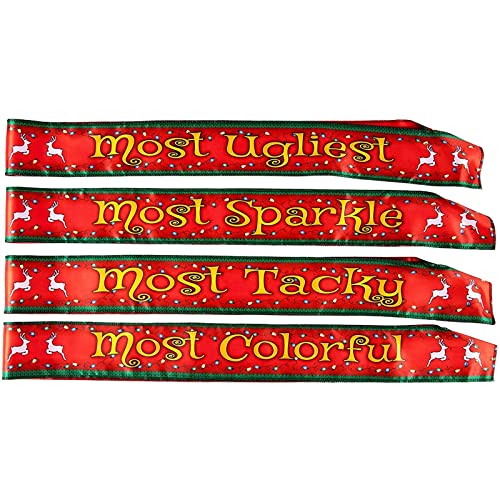 Funny Christmas Sashes - 4-Pack Polyester Sash With Most Ugliest ...