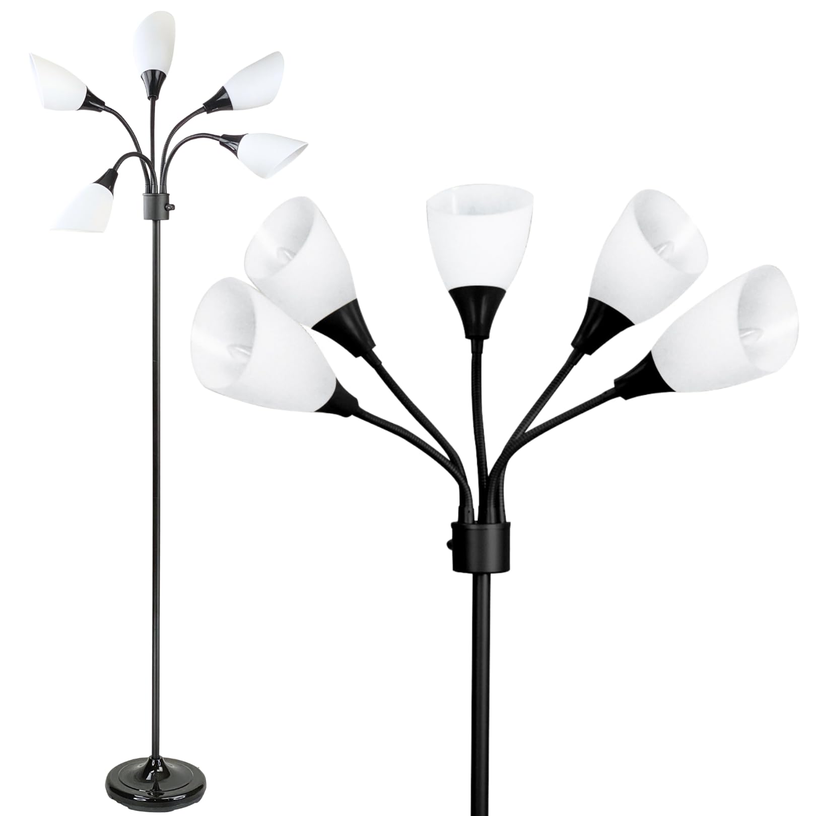 LIGHTACCENTS Multi-Head 5-Light Floor Lamp, Adjustable Standing Lamp ...