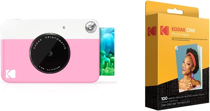 Kodak 2"x3" Premium Zink Photo Paper (100 Sheets) & Printomatic Digital ...