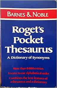 Roget's Pocket Thesaurus A Dictionary of Synonyms: 9780880297783 ...