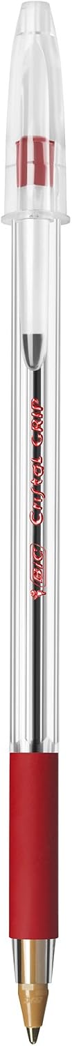 BIC Cristal Grip ballpoint pen (cap model, 1 mm) box of 20, Red – BigaMart