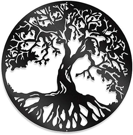 Metal Black Tree of Life - Steel Roots Decor Wall Art - Powder Coated ...
