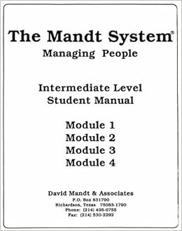 The Mandt System- Managing People: Intermediate Level, Student Manual ...